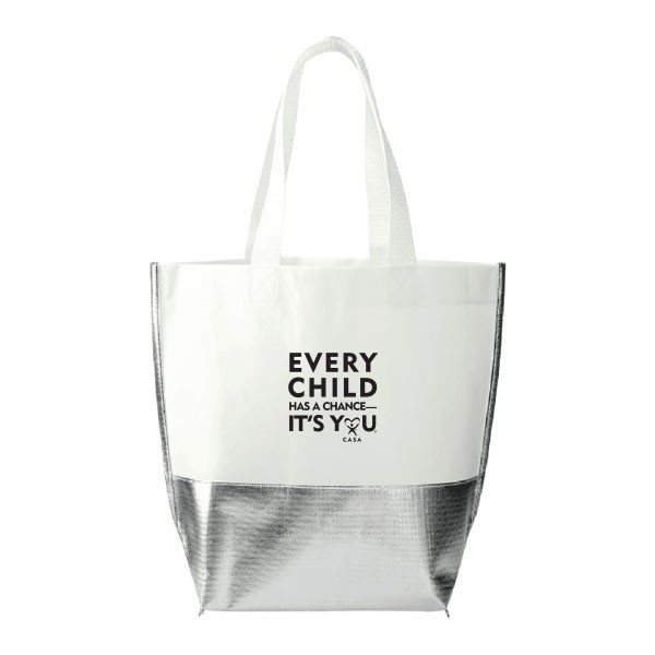 Large Laminated Metallic Bottom Tote